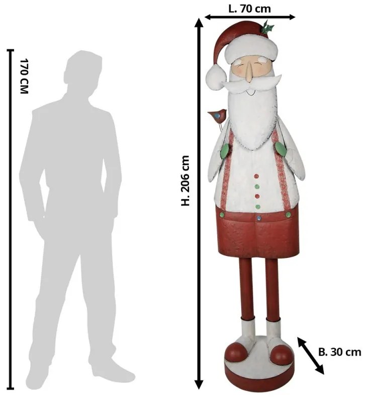 Veliká vánoční kovová dekorace socha Santa - 70*30*206 cm