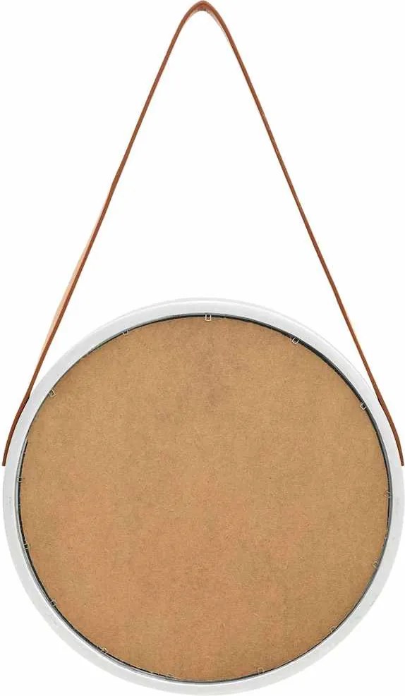 Nástěnné zrcadlo s popruhem 40 cm stříbrné 320362