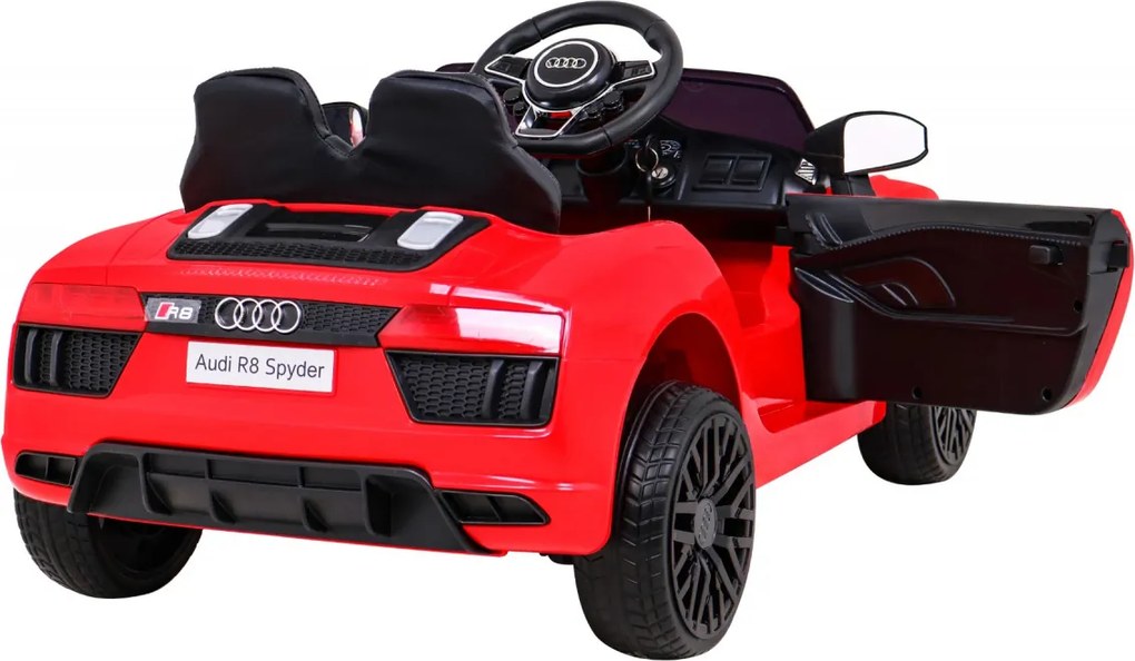 Ramiz Elektrické autíčko Audi R8 pro děti červené + dálkové ovládání + EVA + plynulý start + MP3 LED