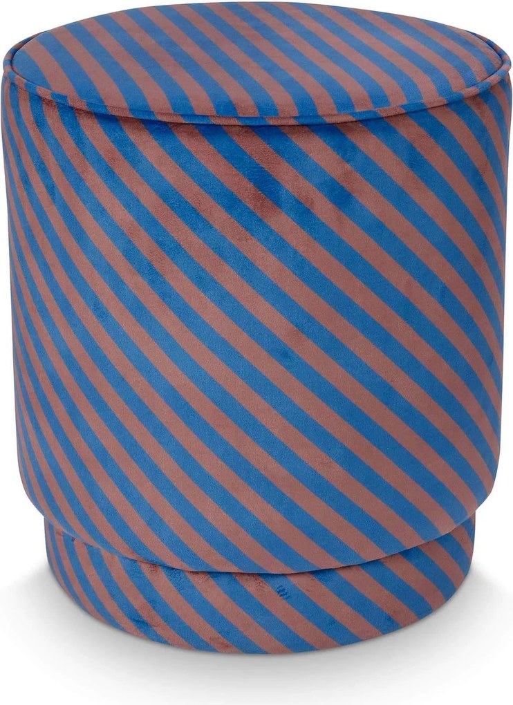 Pip Studio Puf Block Stripe - modrý (Designový taburet)