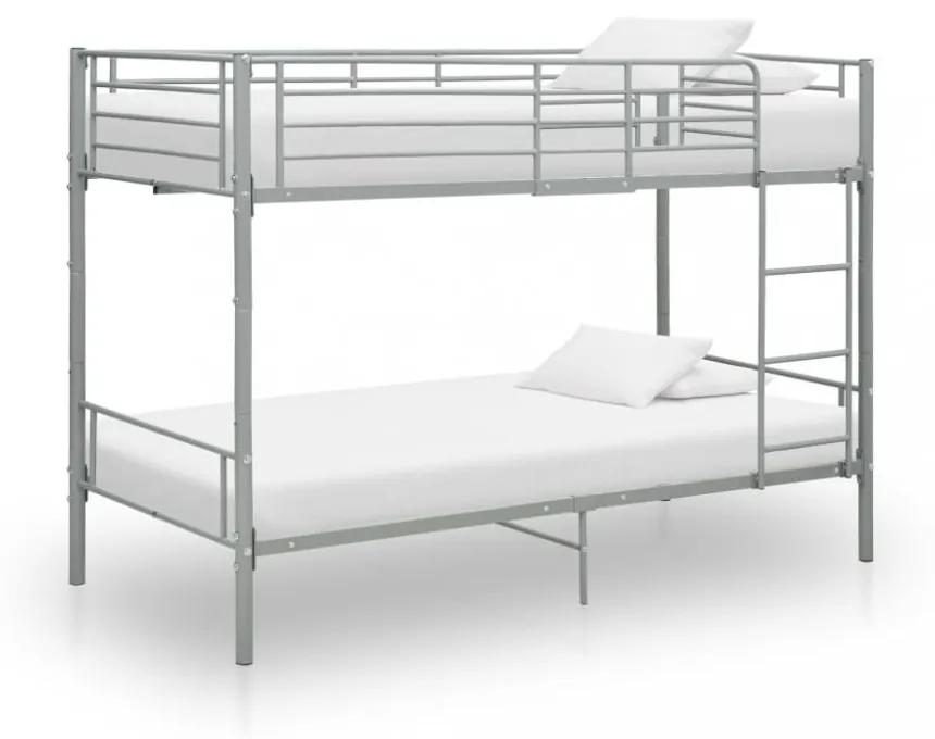 Patrová postel 90x200 cm kov Dekorhome Šedá