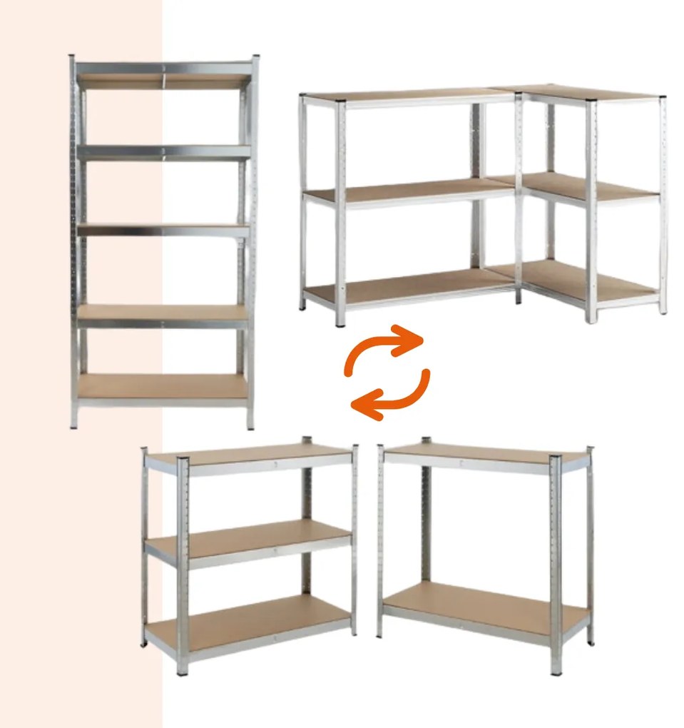 Regál s vysokou nosností HEAVY, max. 875kg, 90x40x180cm, stříbrná Jurhan
