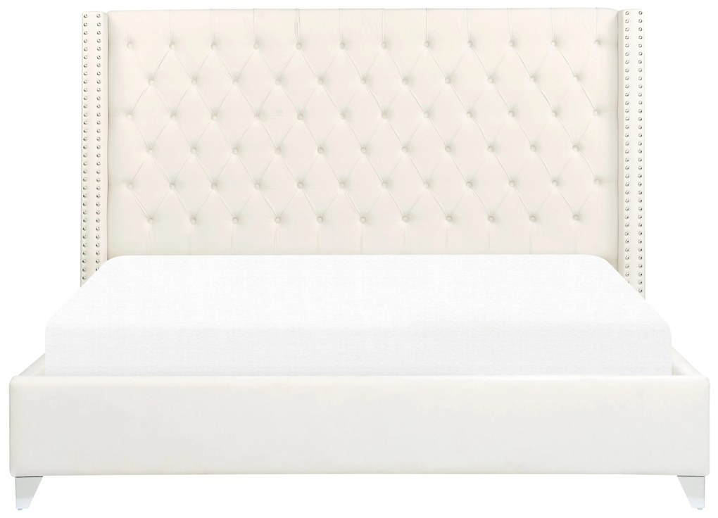 Sametová postel 180 x 200 cm krémově bílá LUBBON Beliani