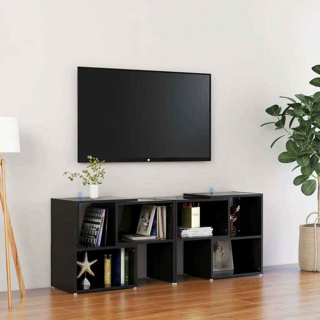 808357 vidaXL TV skříňka černá s vysokým leskem 104 x 30 x 52 cm dřevotříska