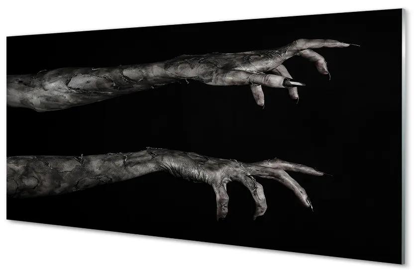 akrylový obraz Černé pozadí špinavé ruce 120x60 cm