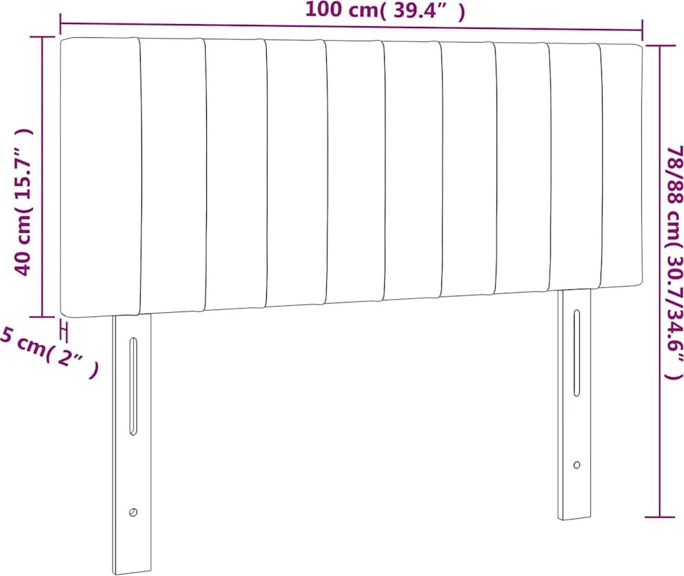 Čelo postele s LED světle šedé 100 x 5 x 78/88 cm textil 3121840