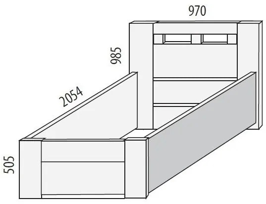 Zvýšené jednolůžko s úložným prostorem VALENCIA senior 90x200, masiv buk