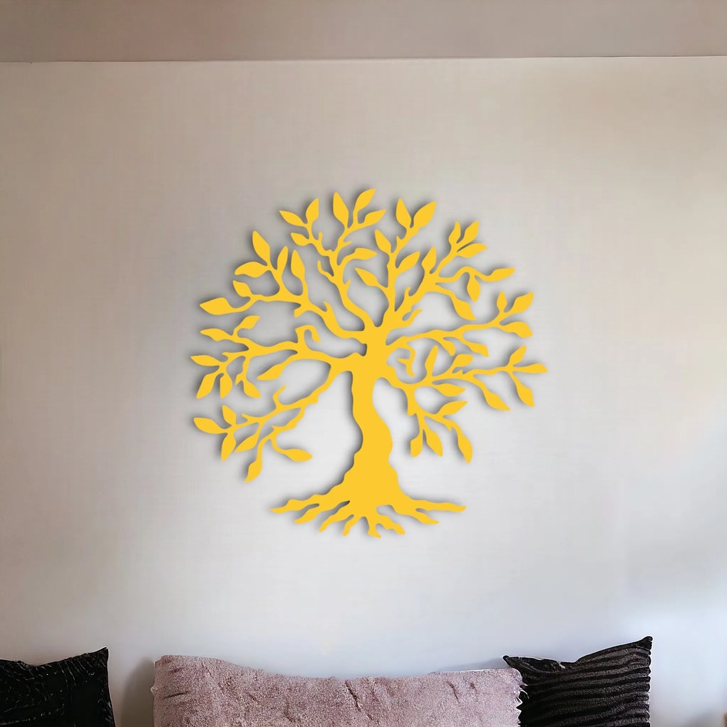 Strom života 11 - kovový obraz na zeď Velikost: 125cm, Barva: Yellow