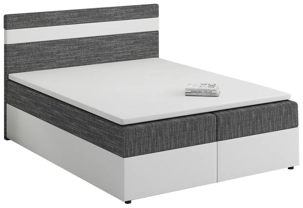 Kontinentální postel 180x200 cm Mimosa (melírovaná šedá + bílá) (s roštem a matrací). 1007814
