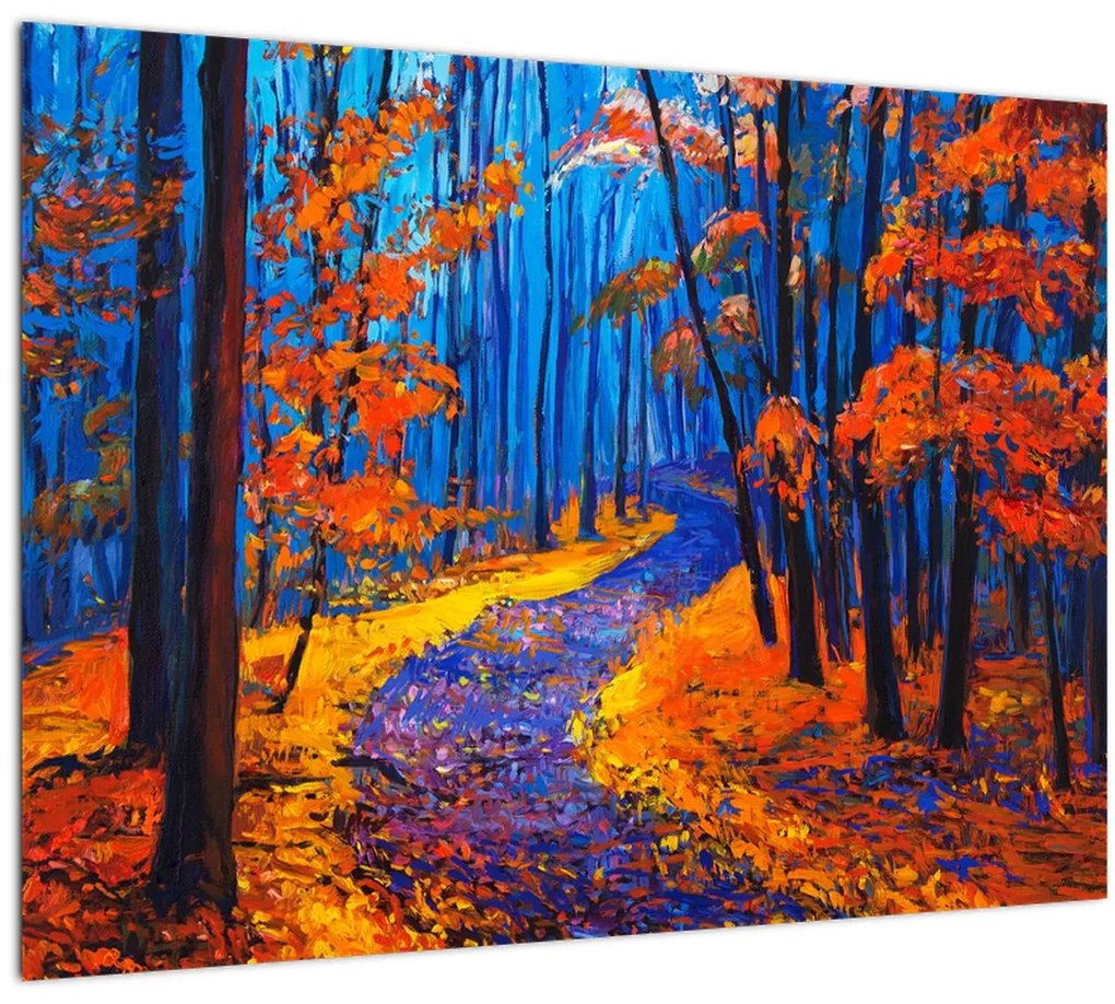 Skleněný obraz podzimního lesa (70x50 cm)