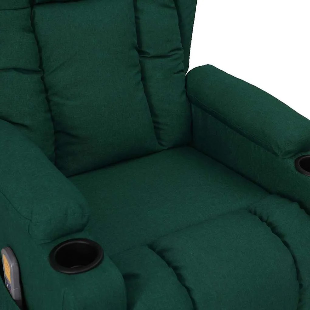 Elektrické masážní křeslo tmavě zelené textil 3098795