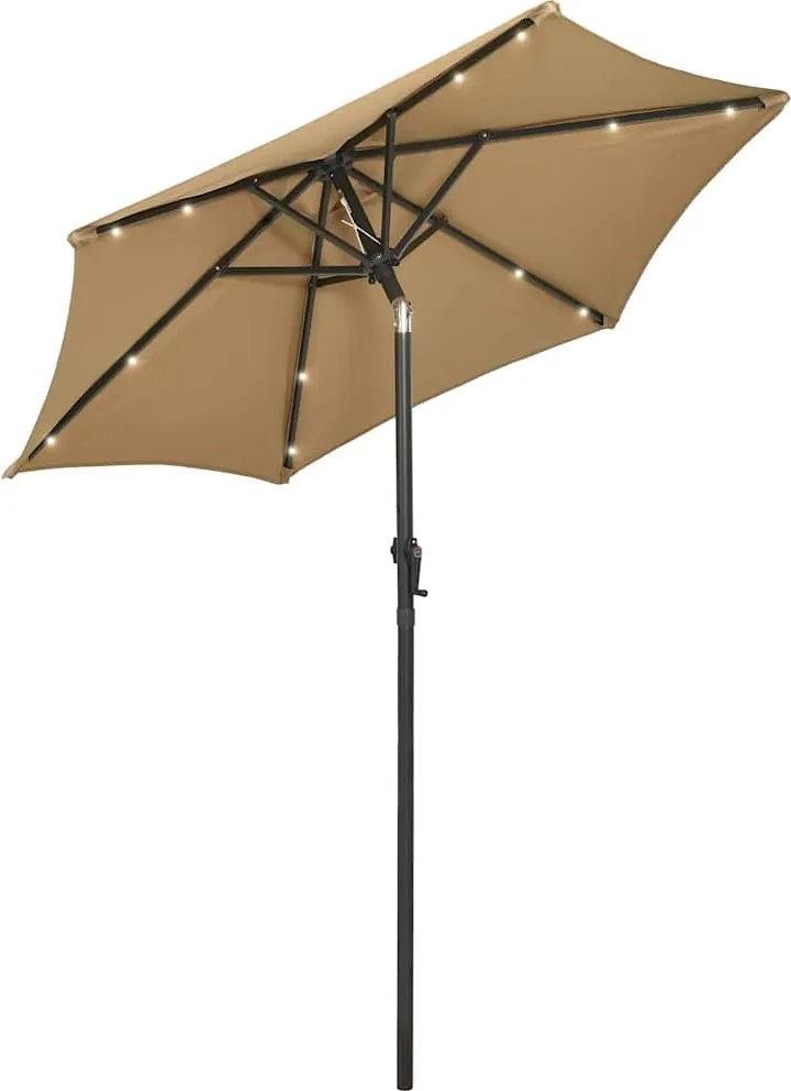 Zahradní slunečník s LED osvětlením taupe 200 x 211 cm hliník 313560