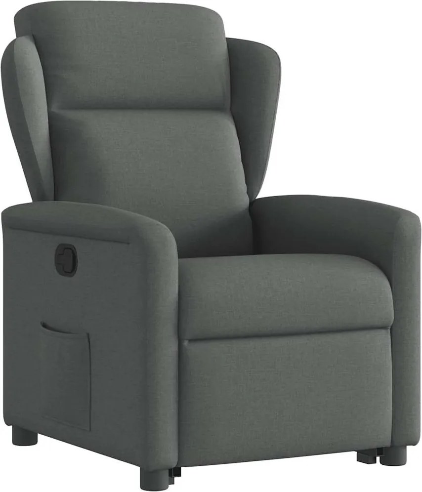 Zvedací polohovací křeslo tmavě šedé textil 3303135
