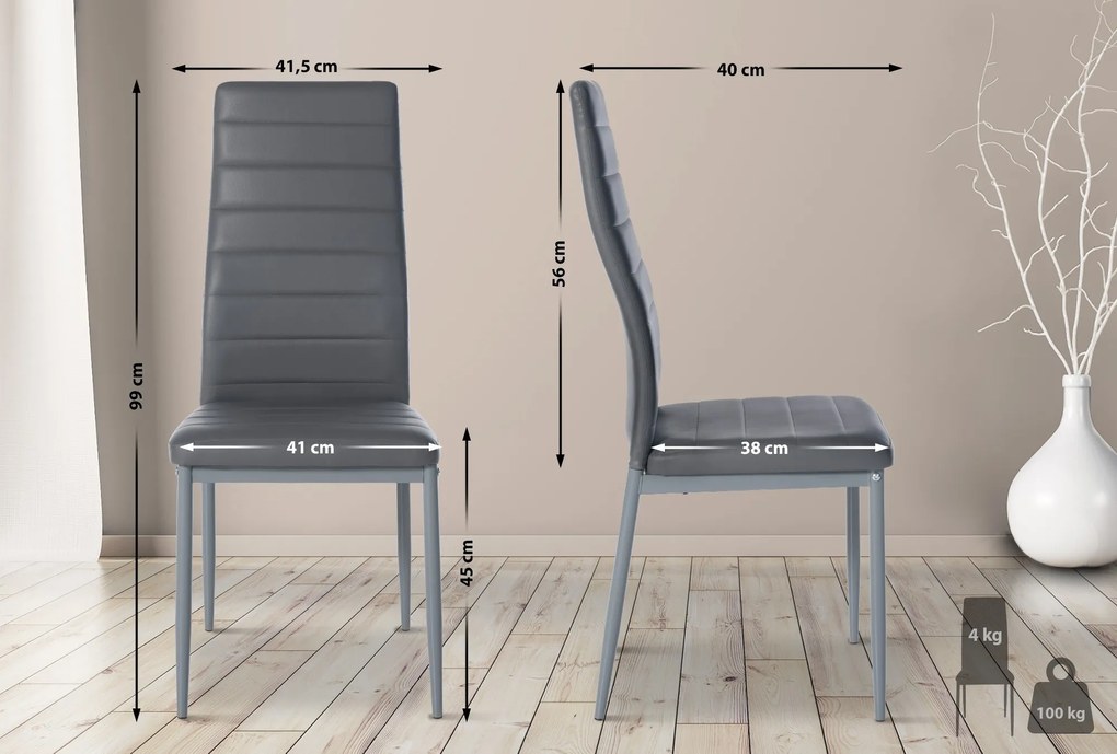 Jídelní židle Mayfair umělá kůže – šedá