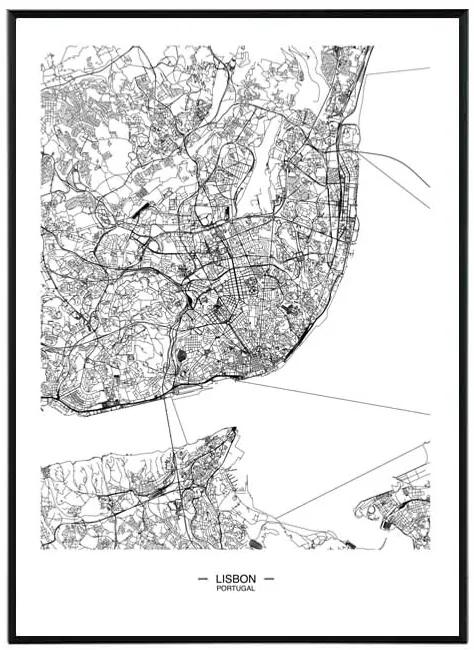 Lisbon map - 50x70 cm Obraz