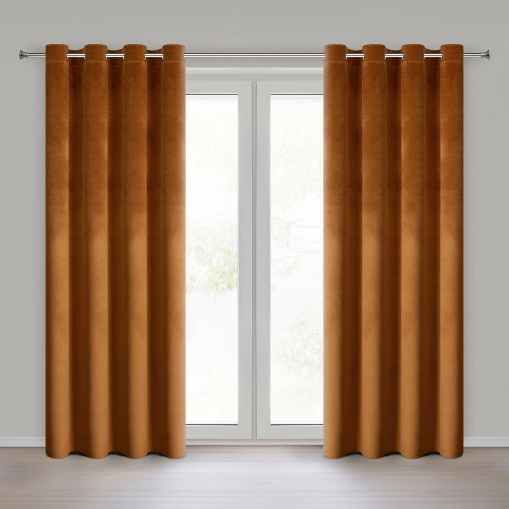 ZATEMŇOVACÍ ZÁVĚS NA KROUŽCÍCH MELANIE 140X250 CM REZAVÝ