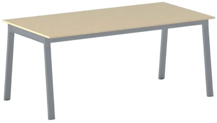 Jednací kancelářský stůl PRIMO BASIC, 180x90 cm, šedostříbrná podnož, bříza