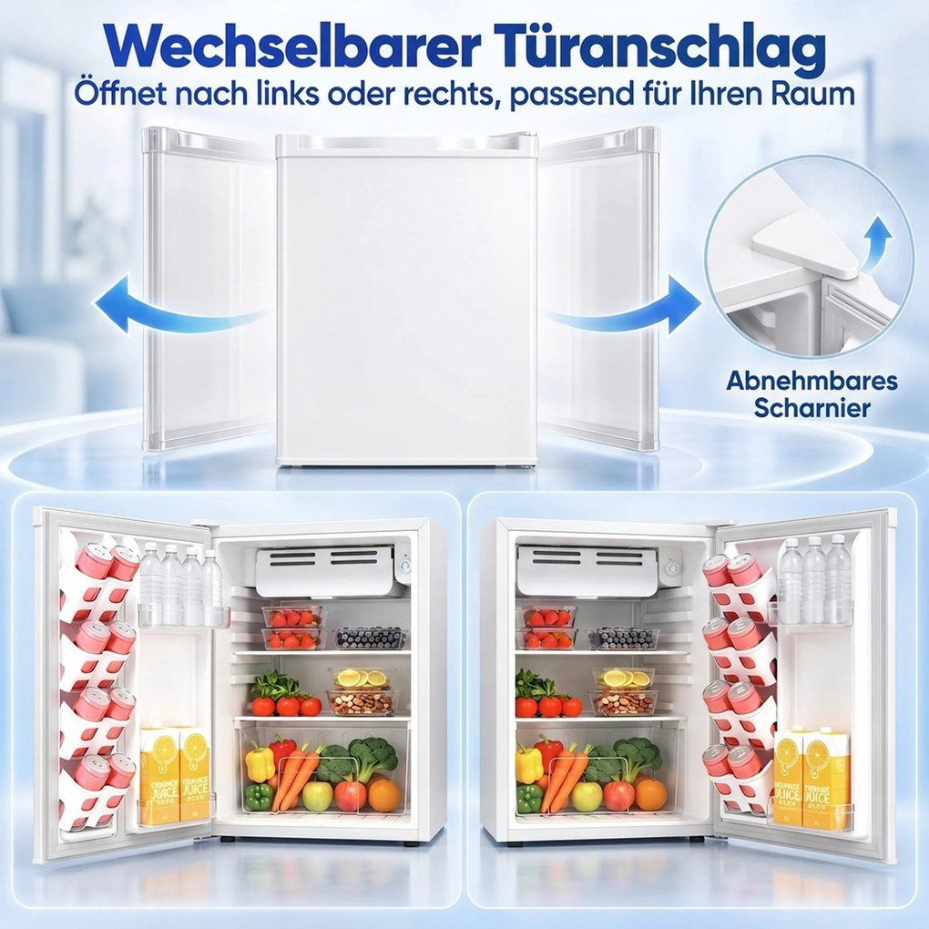 HOMCOM Mini lednička s mrazákem, nastavitelný termostat, malá lednička, jednodveřová, 72,5 l, bílá