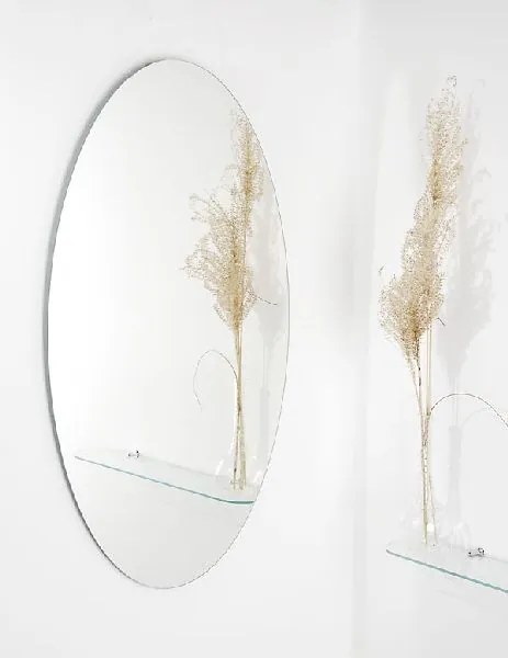 Zrcadlo na zeď do pokoje ložnice koupelny předsíně tvarové KASTOR o síle 3 mm, 50 x 90 cm, s broušenou hranou, elipsa 610-788