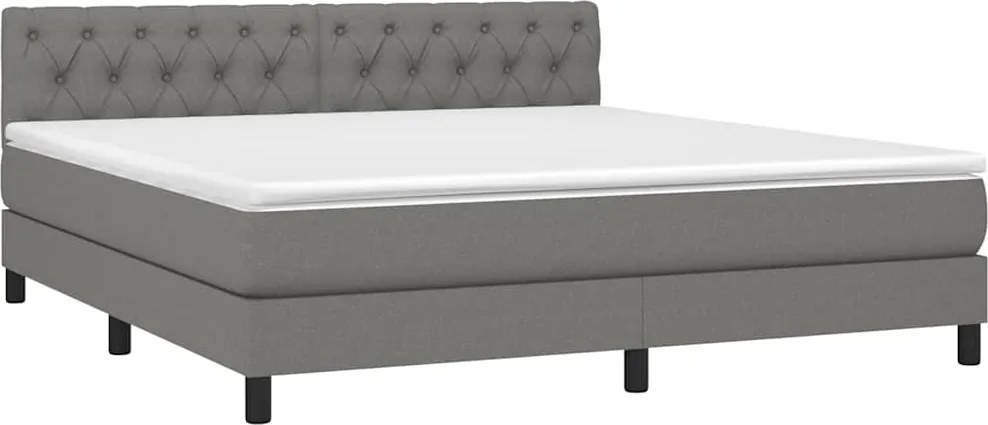 Box spring postel s matrací a LED tmavě šedá 160x200 cm textil 3133406