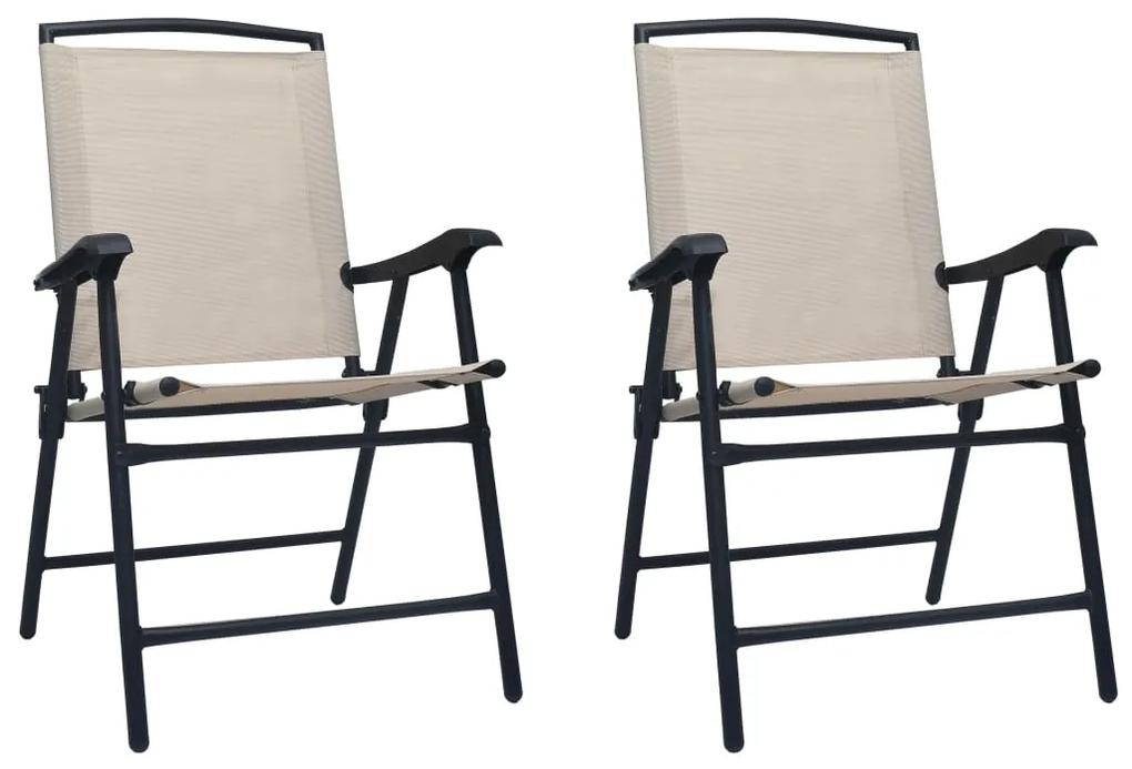 vidaXL Skládací zahradní židle 2 ks textilen krémové