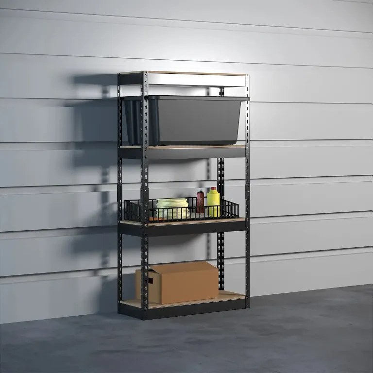 Fistar Regál 180x160x60 cm kovový lakovaný 4-policový, nosnost 400 kg - ČERNÝ