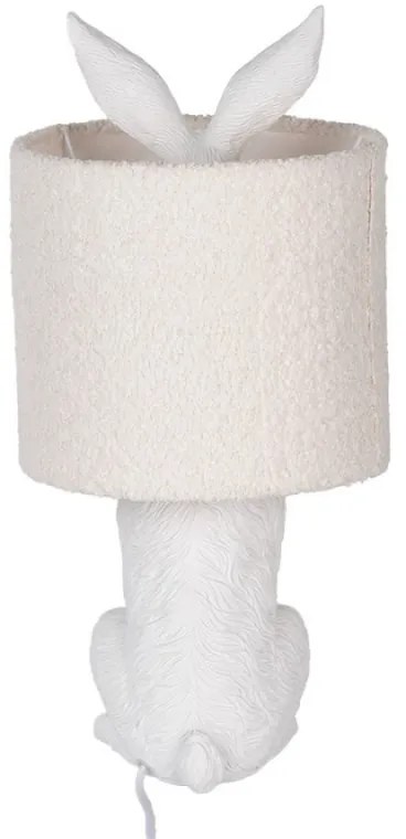 Bílo-zlatá stolní lampa králík s bílým režným stínidlem Konijn – 20x43 cm