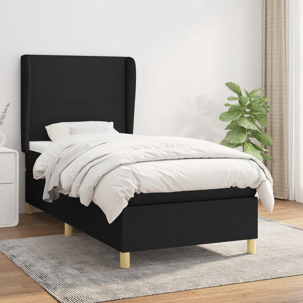 Box spring postel s matrací černá 80 x 200 cm textil 3128319