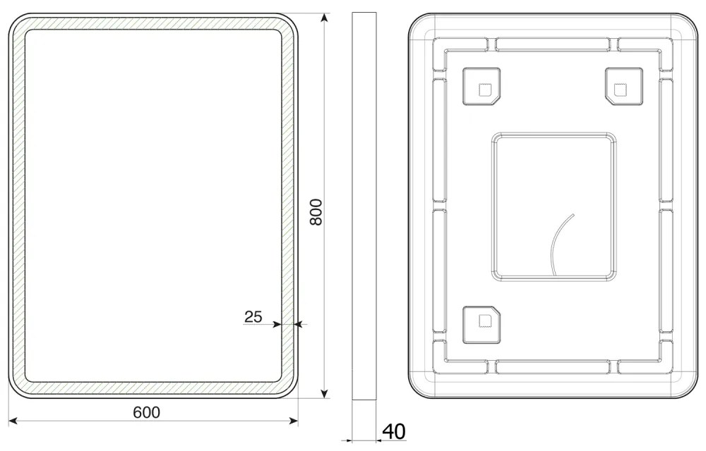 Sapho VENERO zrcadlo s LED osvětlením 60x80cm, černá VR260