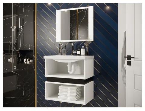 Koupelnový nábytek Syliko VI, Sifon k umyvadlu: ne, Umyvadlo: ne, Barva: bílá / bílá + černá