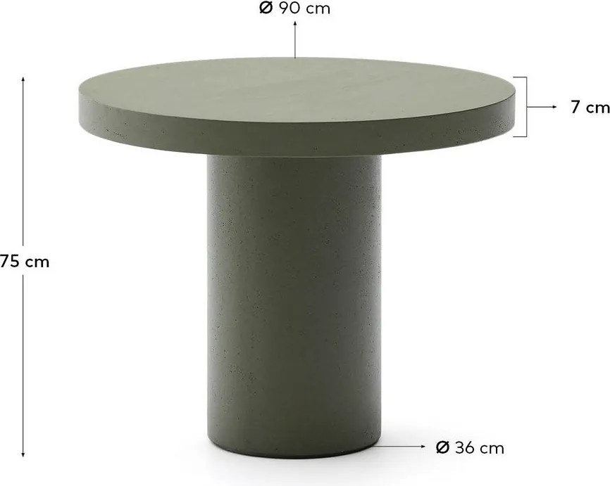 Betonový kulatý zahradní jídelní stůl ø 90 cm Aiguablava – Kave Home