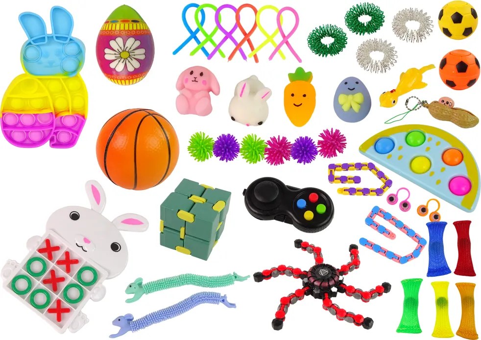 LEAN Toys Sada velikonočních hraček Fidget Toys Pop It Squishy na odbourání stresu, 42 dílů