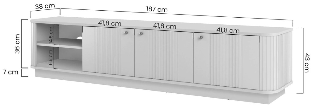 TV stolek Vesper 3D 187 cm - kašmír / ořech / zlaté úchyty