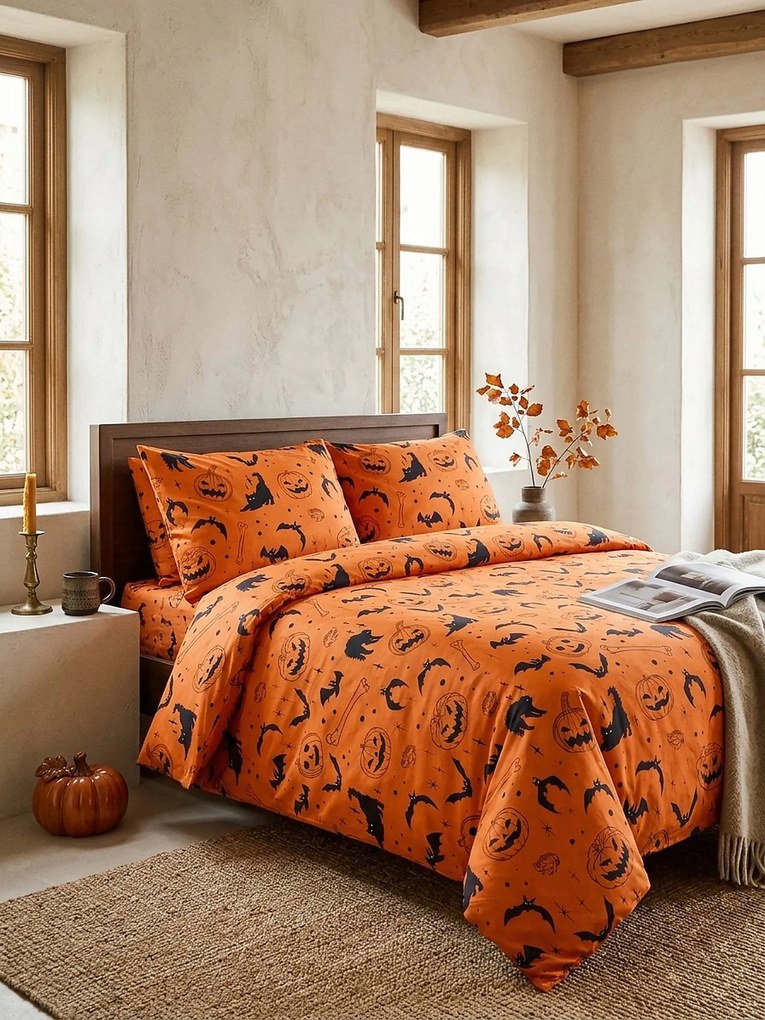 Sinsay - Sada ložního prádla s halloweenským motivem - oranžová