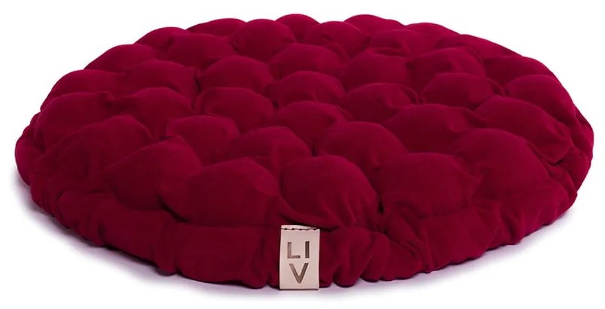 Cyklamenově růžový sedací polštářek s masážními míčky Linda Vrňáková Bloom, Ø 65 cm