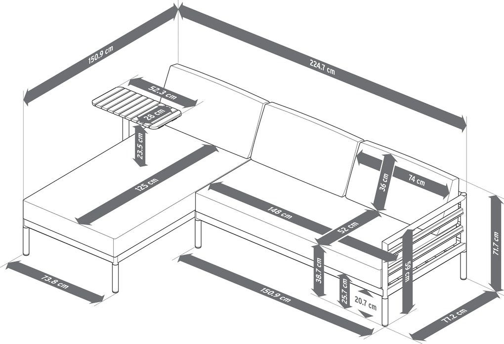 Tchibo - Prémiová zahradní rohová sedací souprava »Elin« - barva: černá