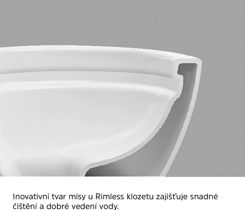 Mereo Mereo, WC závěsné, RIMLESS, 530x355x360, keramické, vč. sedátka CSS124, VSD81S2