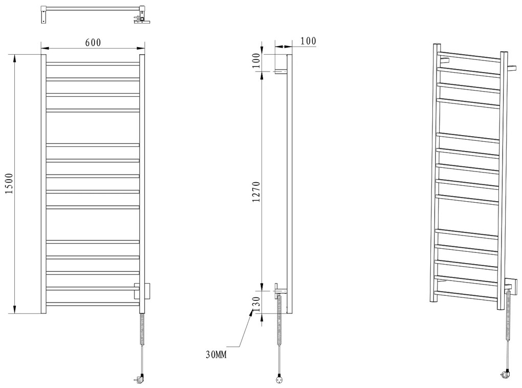 Sapho Sapho, ESKINADO elektrický sušák ručníků, hranatý, 600x1500 mm, 130 W, leštěná nerez, ER450V