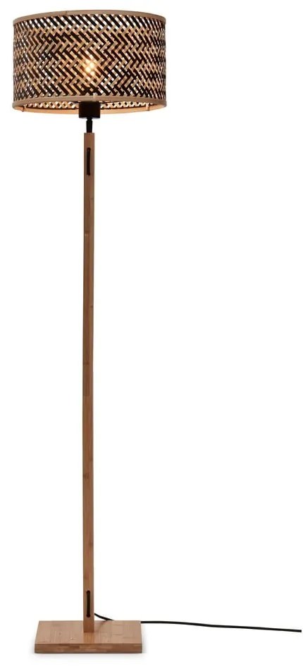 Stojací lampa s bambusovým stínidlem v černo-přírodní barvě (výška 128 cm) Java – Good&amp;Mojo