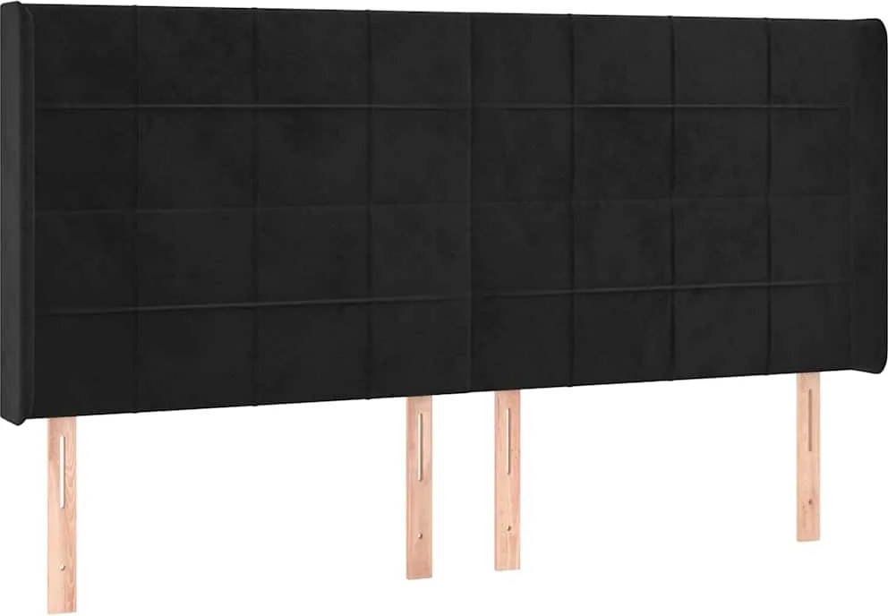 Čelo postele s LED černé 163 x 16 x 118/128 cm samet 3124104