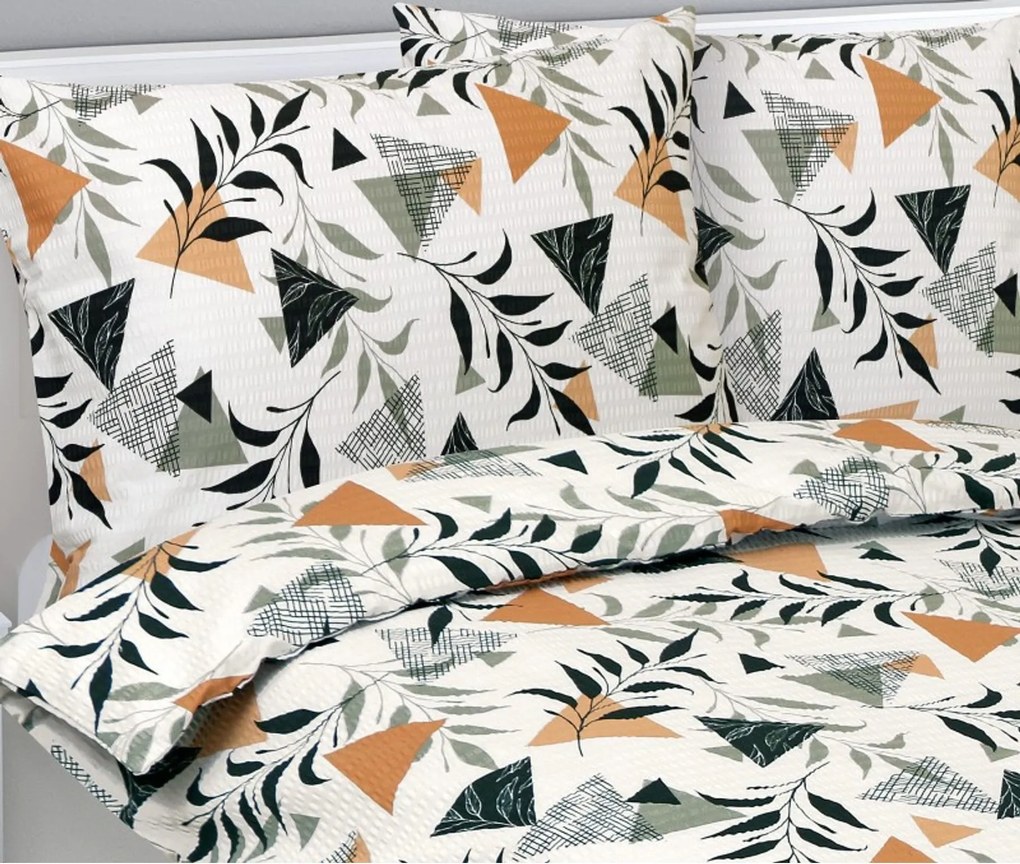 Povlečení krepové Krémová,Oranžová,Šedá 80/207 - 140x220, 70x90 cm