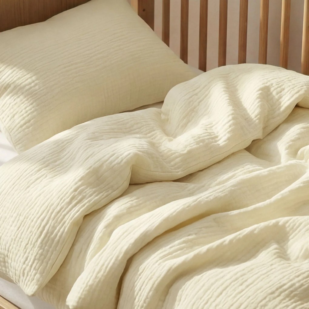 Celoroční mušelínové povlečení do postýlky Ivory - GOTS Velikost: 95 x 130 + 45 x 65
