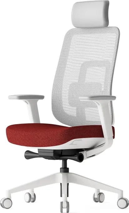 Kancelářská ergonomická židle K42 WHITE SP – síťovaná/ čalouněná, červená