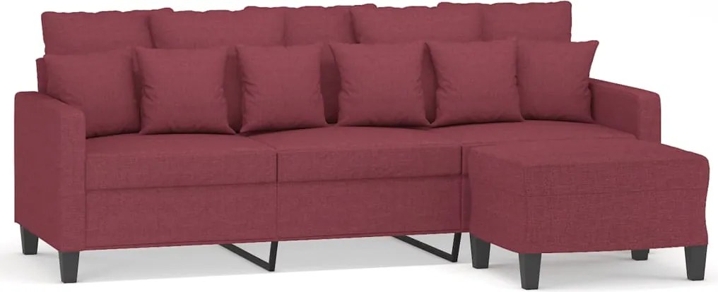3místná pohovka s podnožkou vínová 180 cm textil 3201095