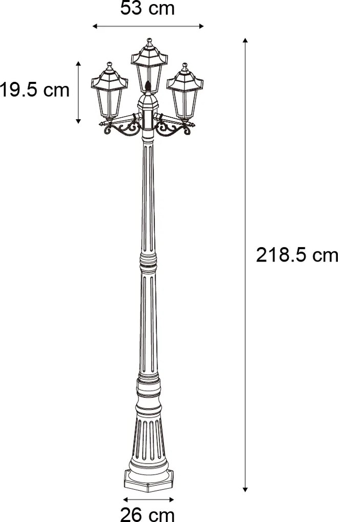 Klasické venkovní sloupkové svítidlo černé 217 cm IP44 - New Haven Hammered