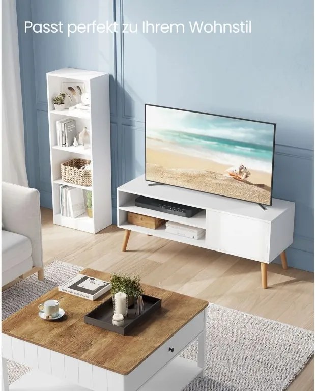 TV stolek – bílý minimalistický design, 120 × 40 × 49 cm