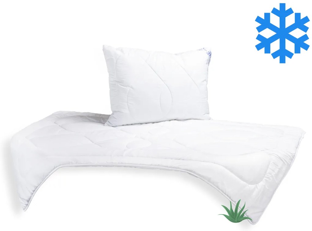 SET Přikrývka Aloe Vera 140x200cm zimní 1300g + Polštář UNICO AloeVera 70x90cm 900g