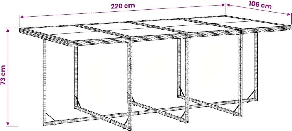 9dílný zahradní jídelní set s poduškami šedý polyratan 3211460