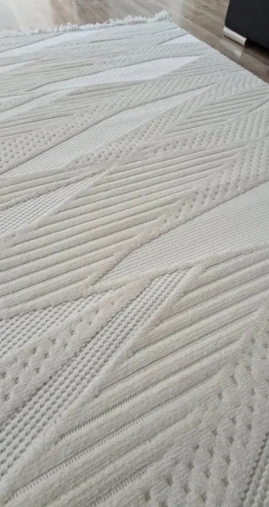 HU Krémově béžový moderní koberec TWIST CREAM 30629A Rozměr: 60x100 cm