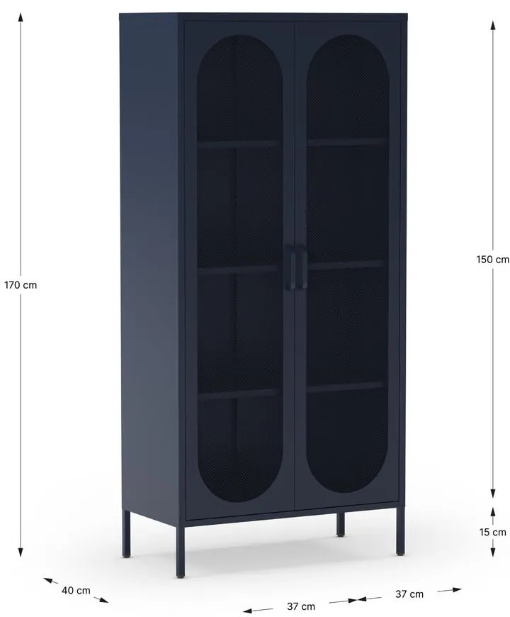 Tmavě modrá kovová skříň 80x170x40 cm Diora – Marckeric